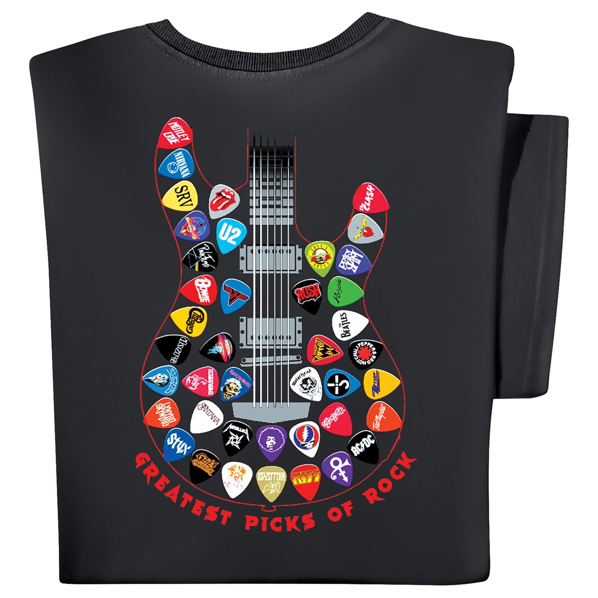 Greatest Picks of Rock Guitar Short Sleeve Graphic Tee | Collections Etc.