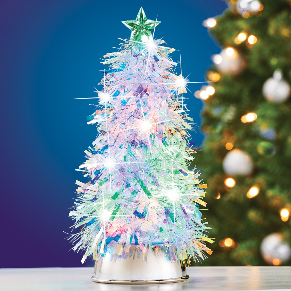 Multi-Colored Lighted Sparkly Christmas Tree Decoration | Collections Etc.