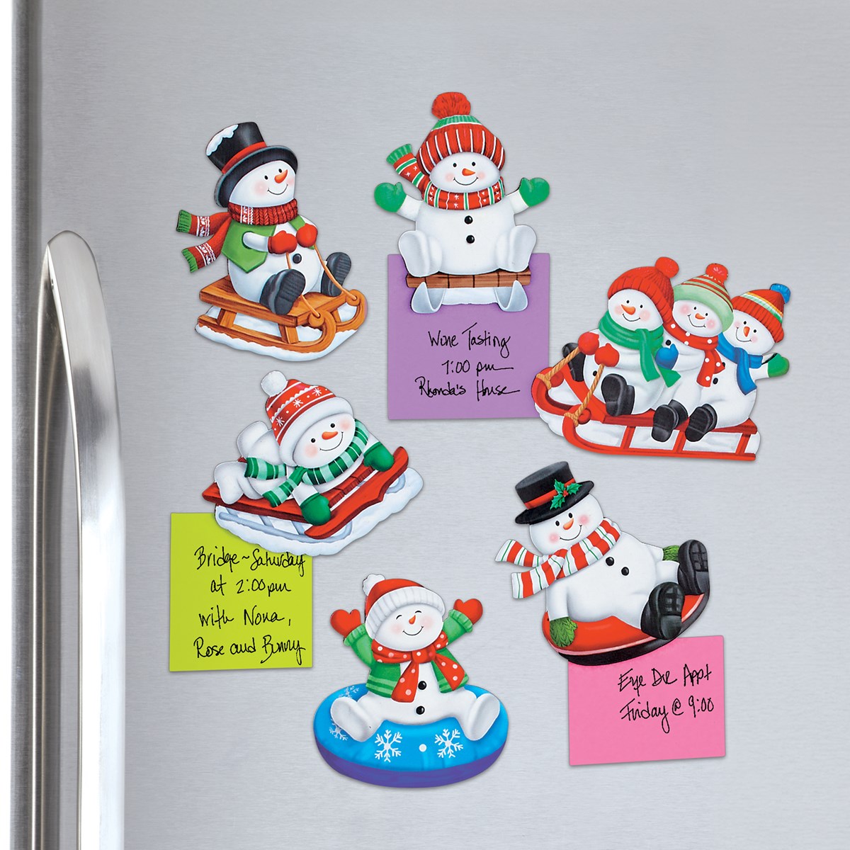 Adorable Hand-Painted Sledding Snowmen Magnets - Set of 6 | Collections ...