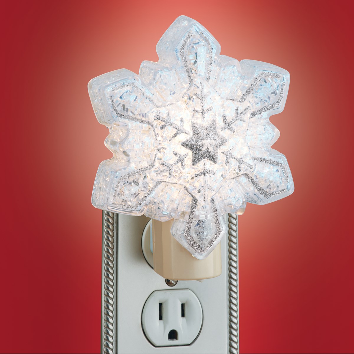 Glittering Holiday Snowflake Plug-in Night Light | Collections Etc.