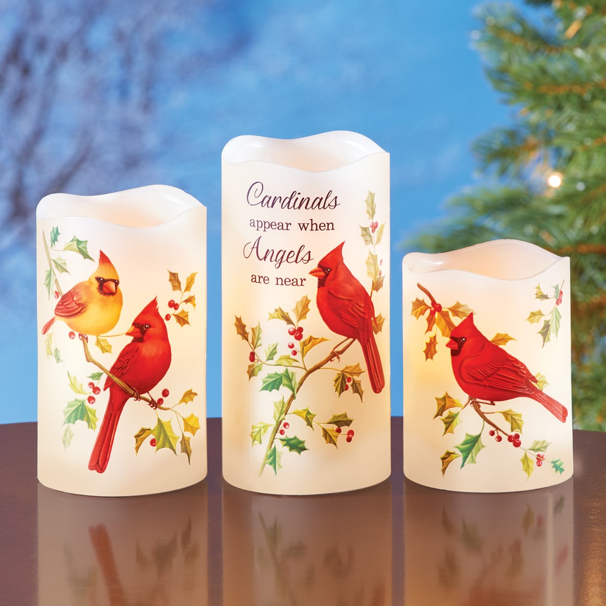 Cardinals Appear When Angels Are Near Holiday 3-Piece LED Candle Set ...