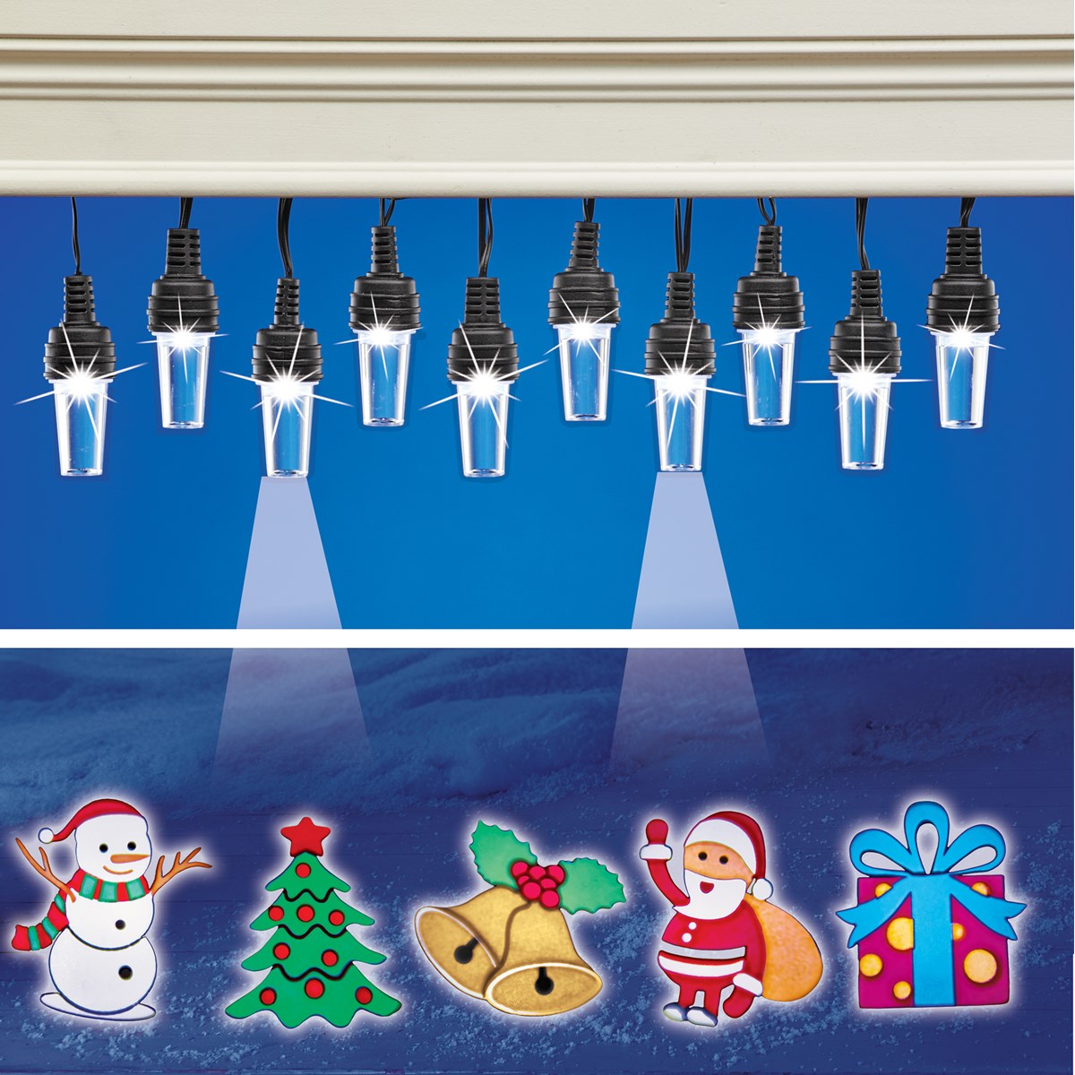 10-Count Outdoor Holiday Projection String Lights, Plug-in ...