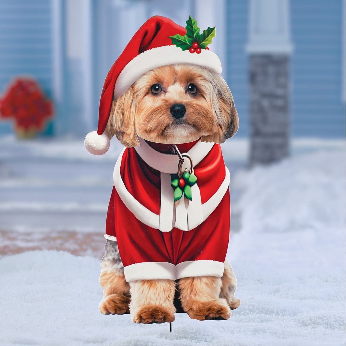 Adorable Santa Claus Realistic Dog Garden Stake | Collections Etc.