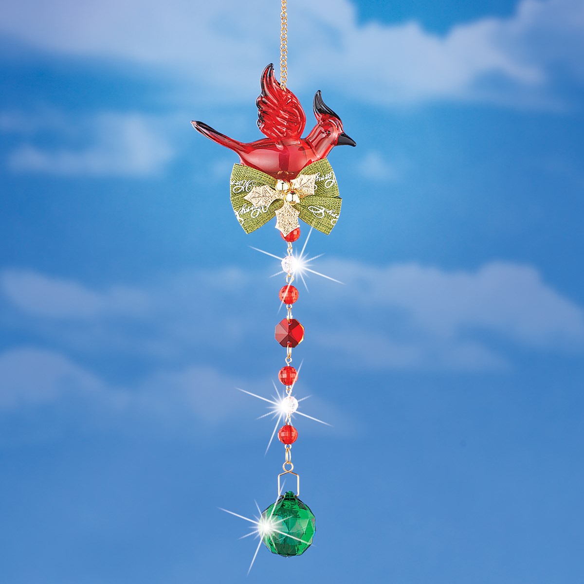 Festive Cardinal Crystal Hanging Suncatcher | Collections Etc.