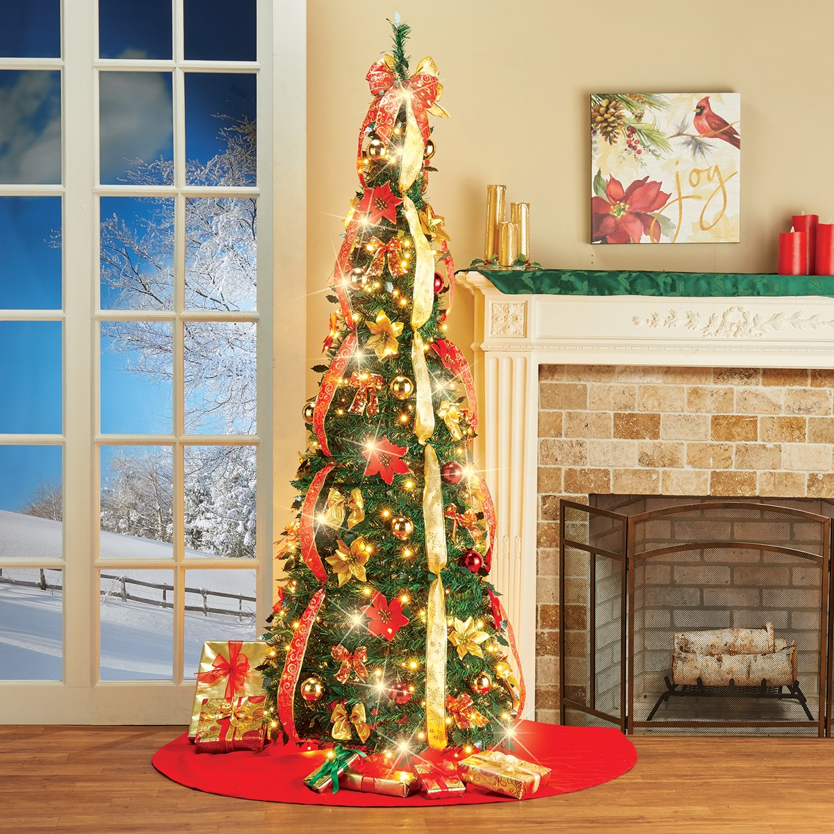 6' Lighted Pop-Up Christmas Tree with 8 Lighting Modes and Remote ...