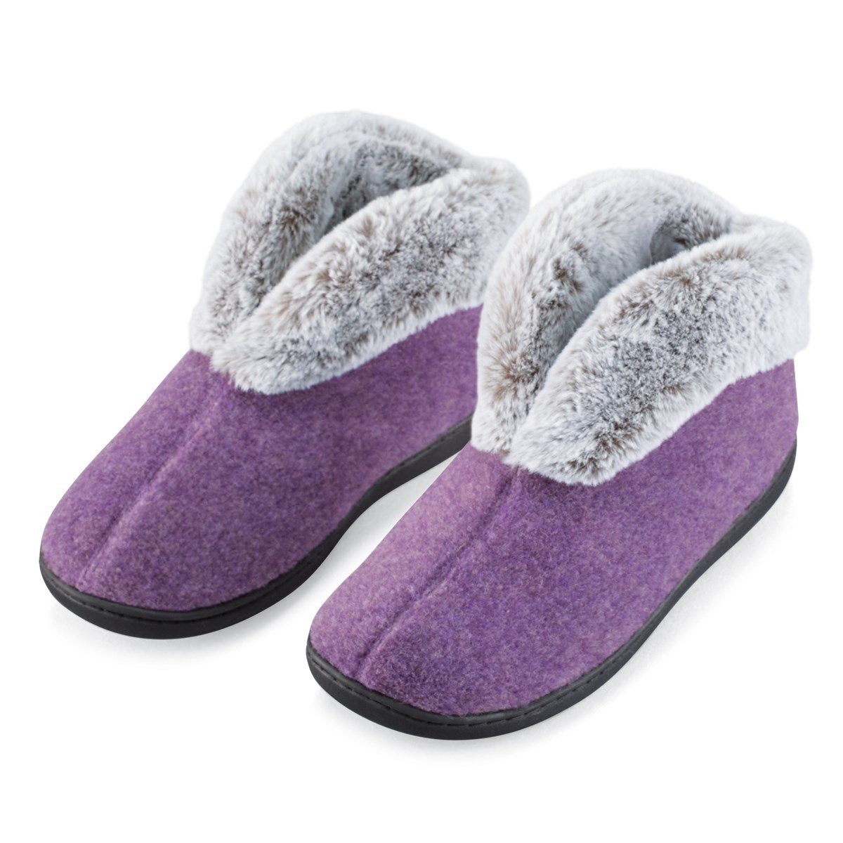 Cozy Faux Fur Trimmed Bootie Slip-Resistant Slippers | Collections Etc.