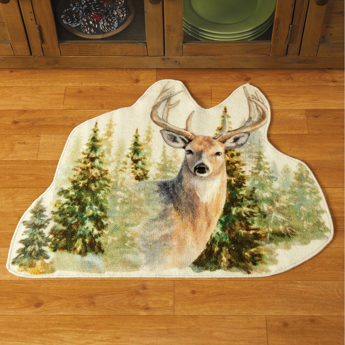 Unique Woodland Deer Shaped Skid-Resistant Accent Rug | Collections Etc.