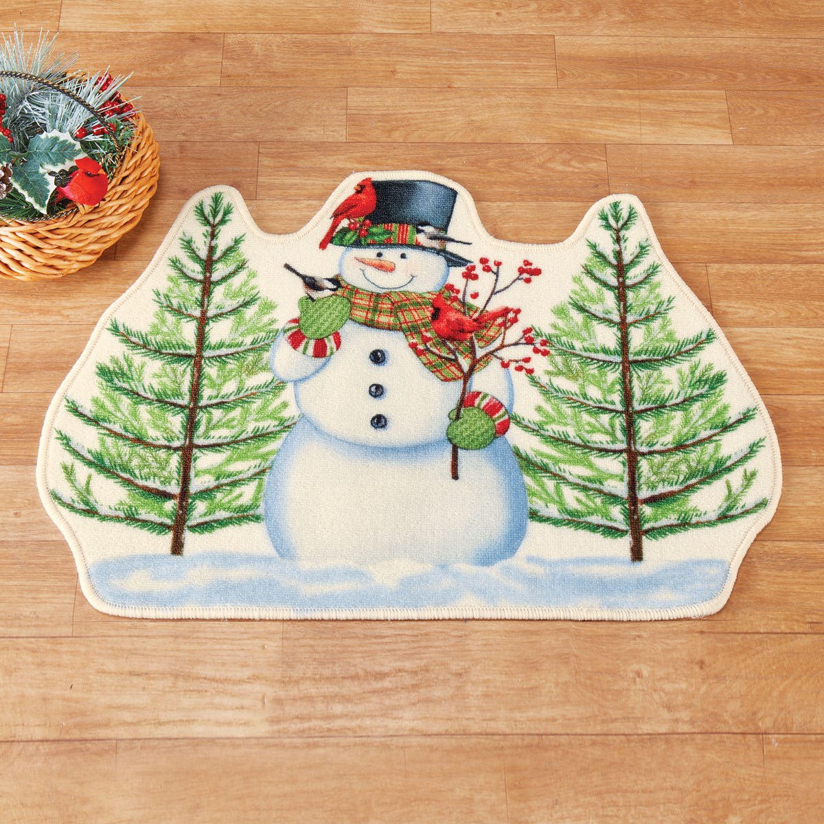 Festive Woodland Snowman Shaped Accent Rug | Collections Etc.