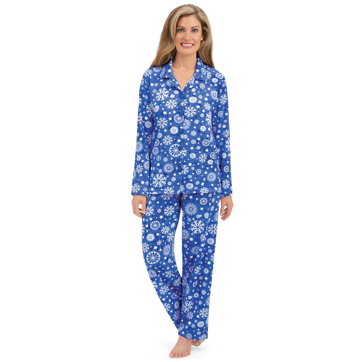 Comfy Soft Knit Snowflake 2-Piece Pajama Set | Collections Etc.