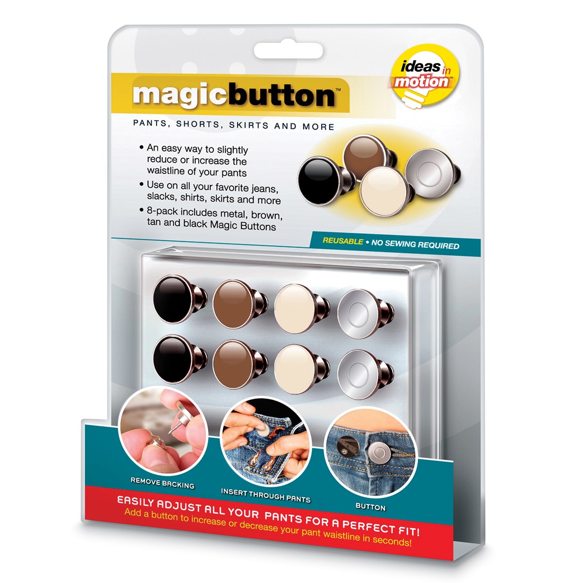 Set of 4 Magic Buttons for Pants, No Sewing | Collections Etc.