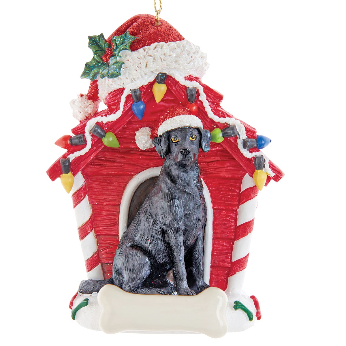 Hand-Painted Black Lab Christmas Ornament | Collections Etc.