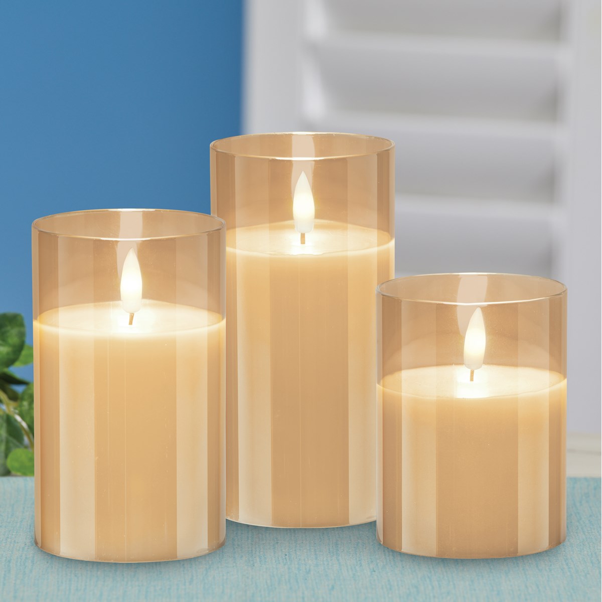 LED Lighted Battery-Operated Flameless 3-Piece Candle Set with Remote ...