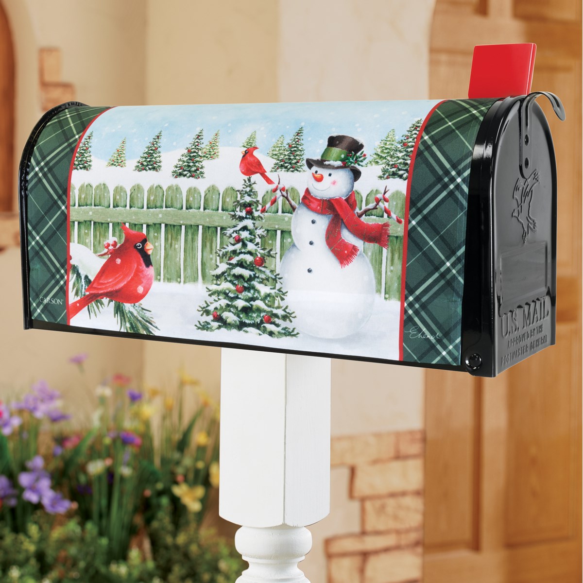 Cheerful Snowman Winter Friends Magnetic Mailbox Cover | Collections Etc.