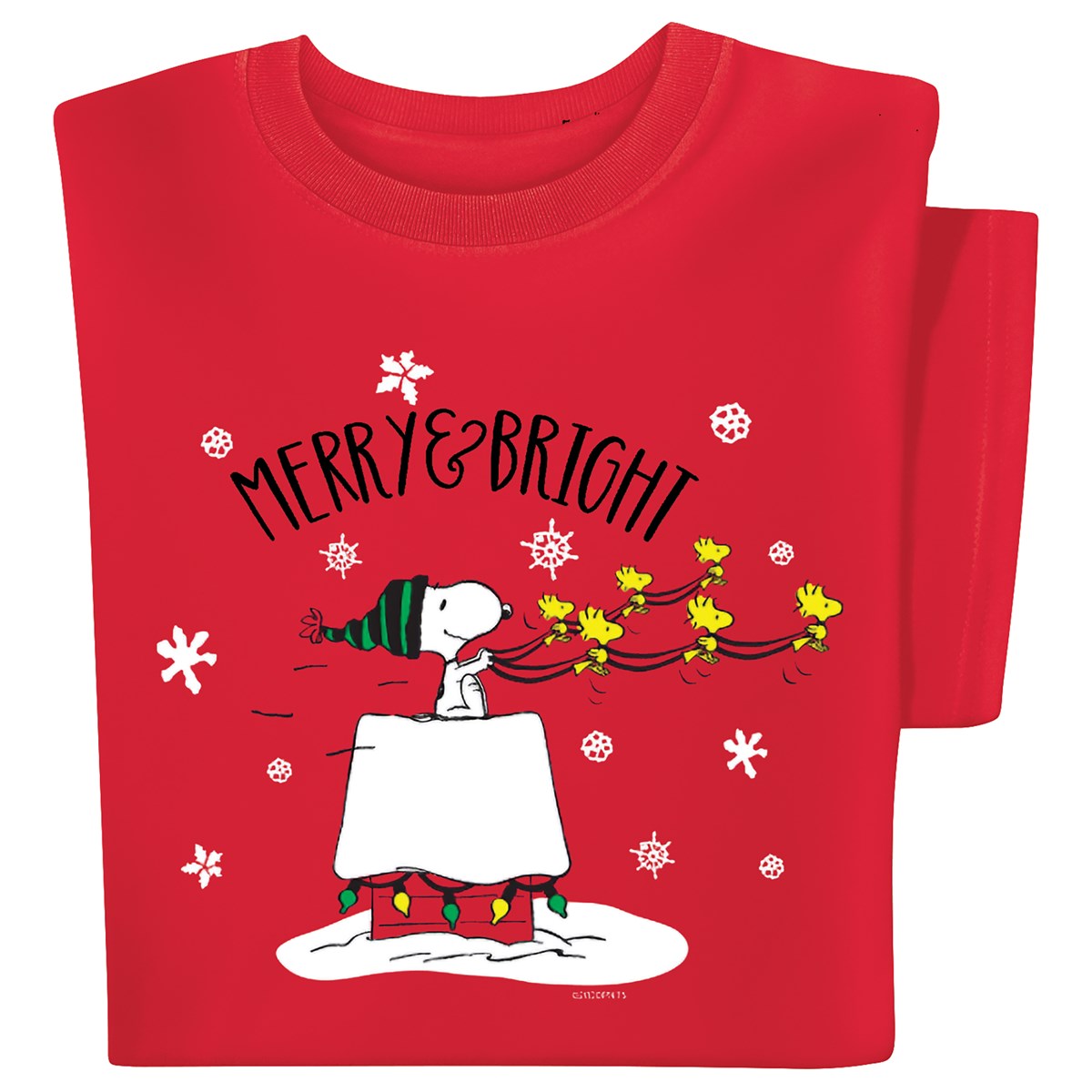 Snoopy Merry & Bright Festive Holiday Graphic T-Shirt | Collections Etc.