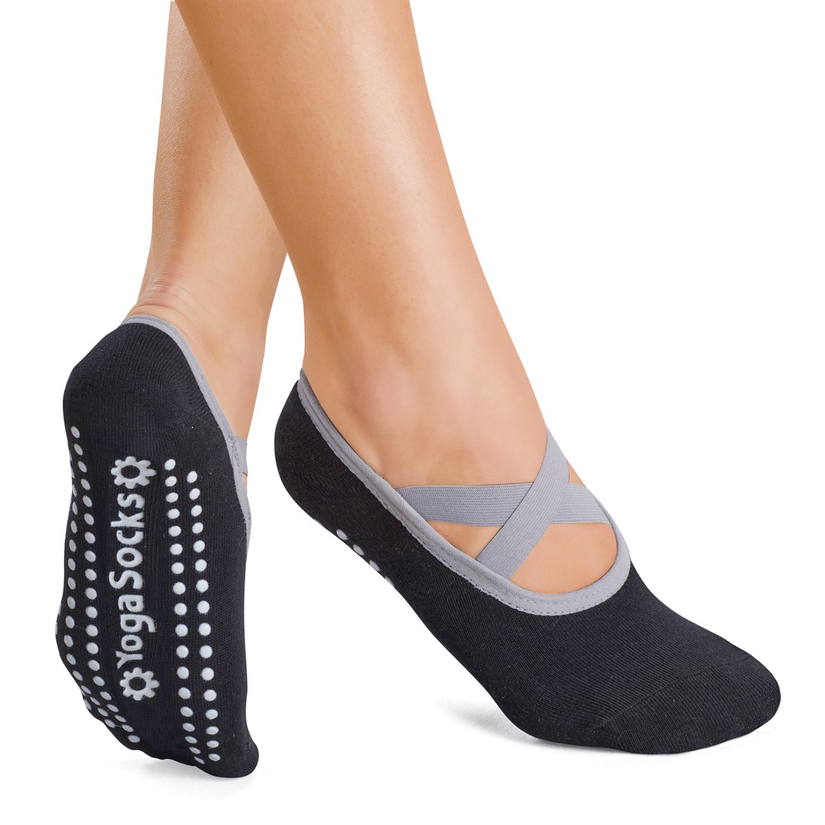 Non-Slip Elastic Cross Strap Comfy Socks - 2 Pairs | Collections Etc.