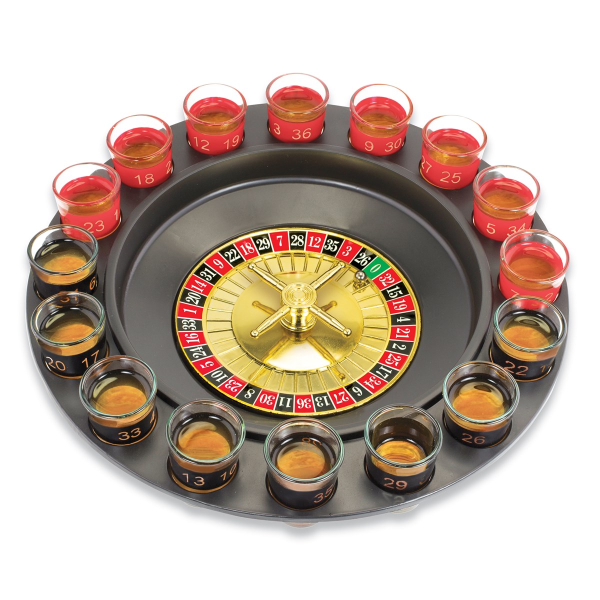 Shot Glass Roulette Game - Includes 16 Shot Glasses | Collections Etc.