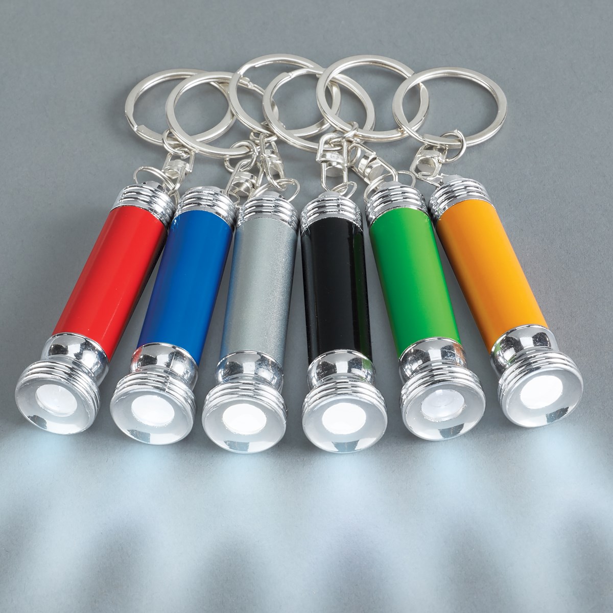 LED Lighted Colorful Flashlight Keychains - Set of 6 | Collections Etc.
