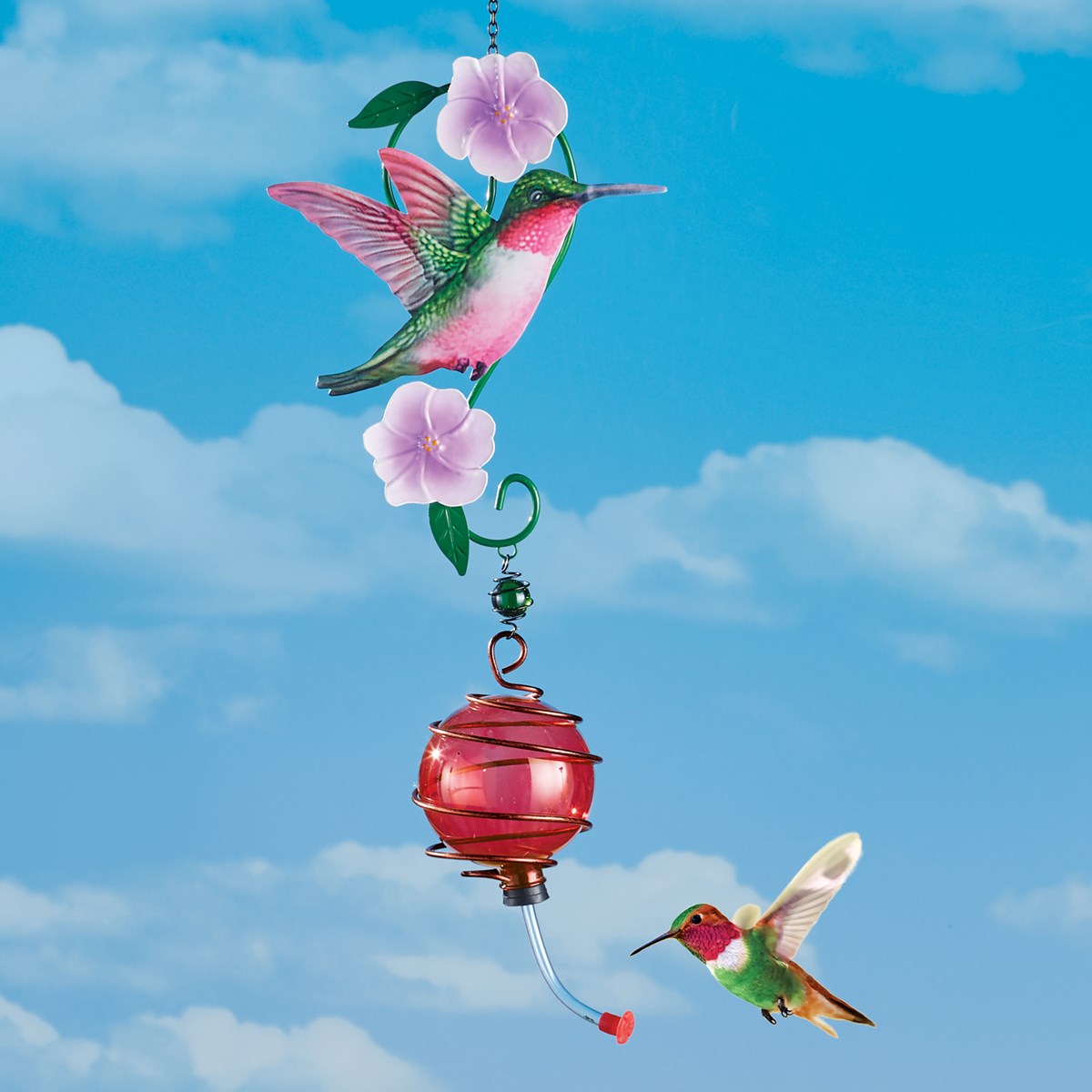 Unique Hanging Hummingbird Feeder Garden Mobile | Collections Etc.
