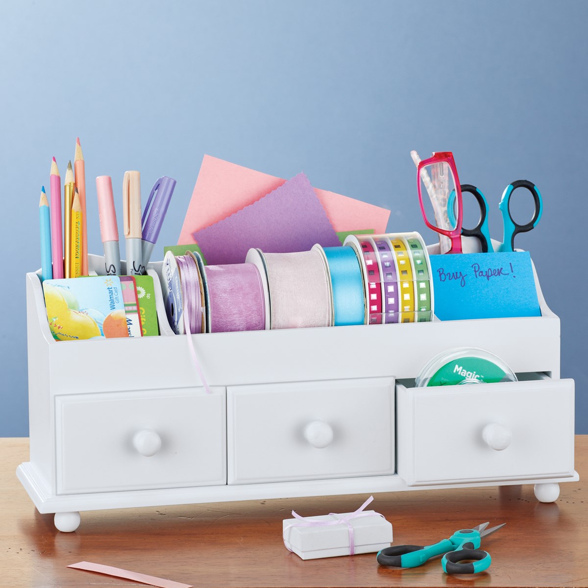 3 Drawer Desk Organizer with Large Center Compartment | Collections Etc.