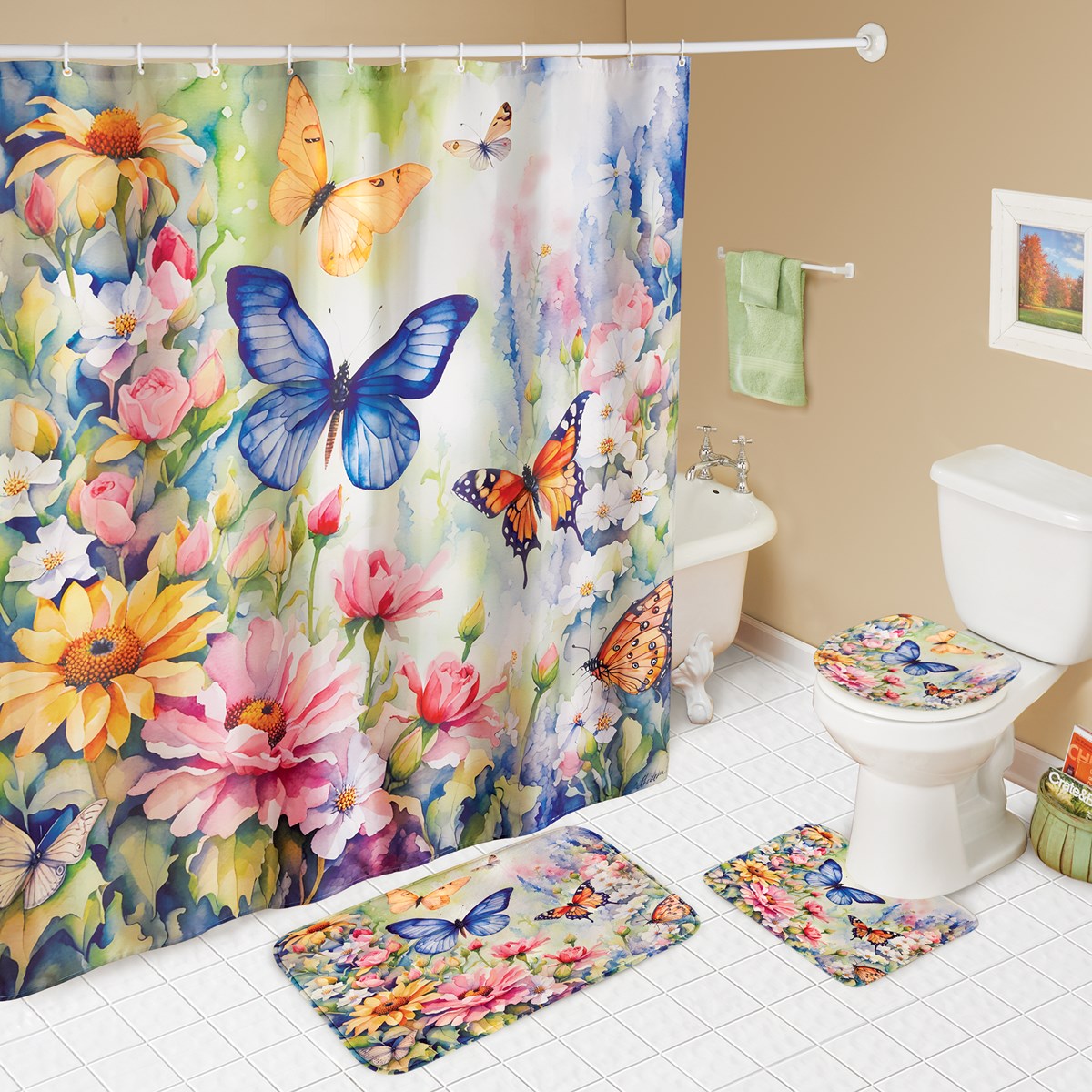 Colorful Spring Butterfly Garden 12-Piece Bathroom Set | Collections Etc.