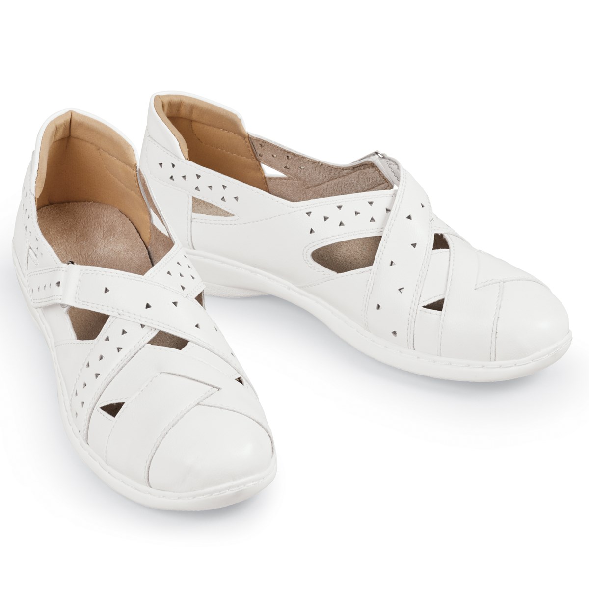 Adjustable Cross-Over Perforated Design Comfortable Shoes | Collections ...