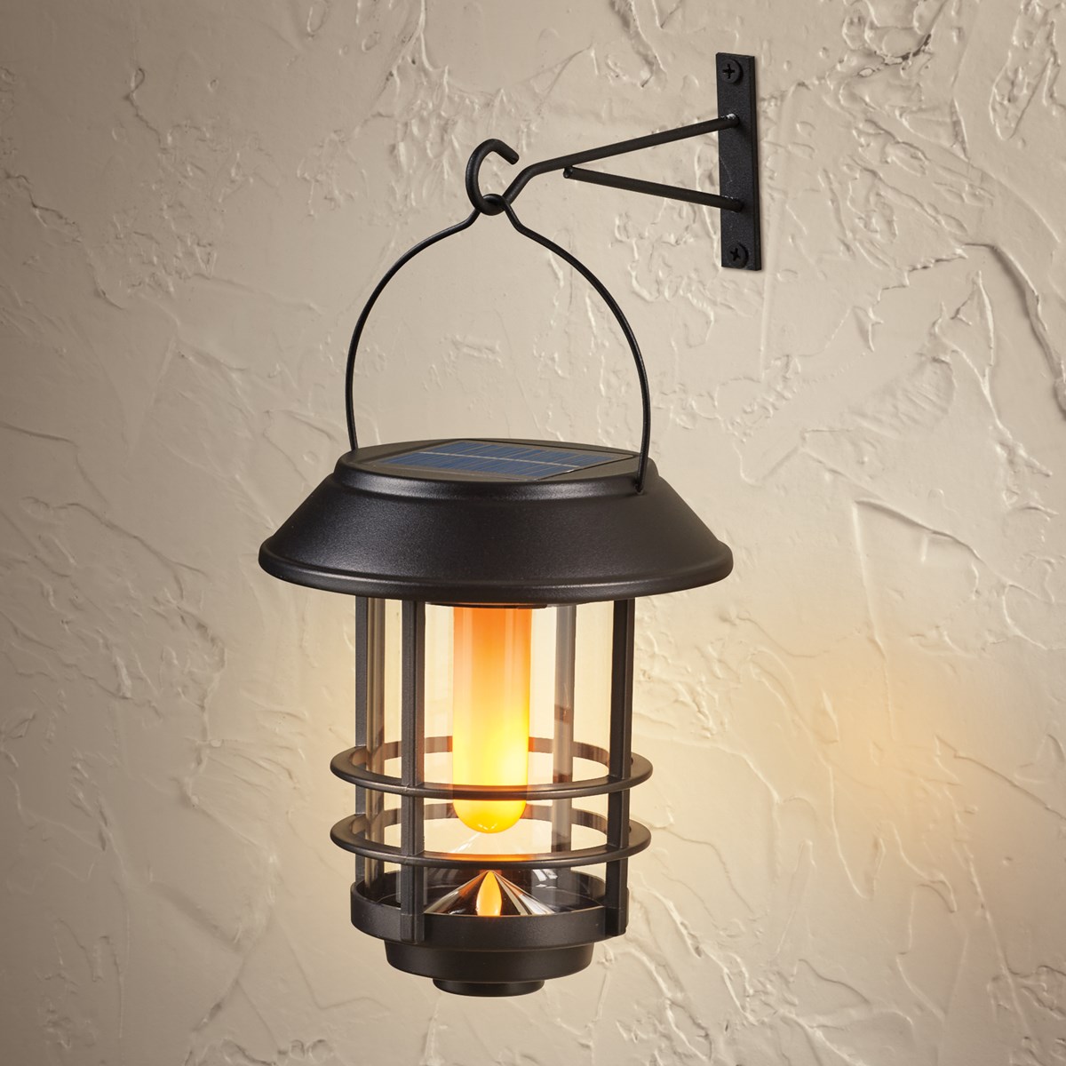 Solar Powered Flickering Flame Wall Lantern | Collections Etc.