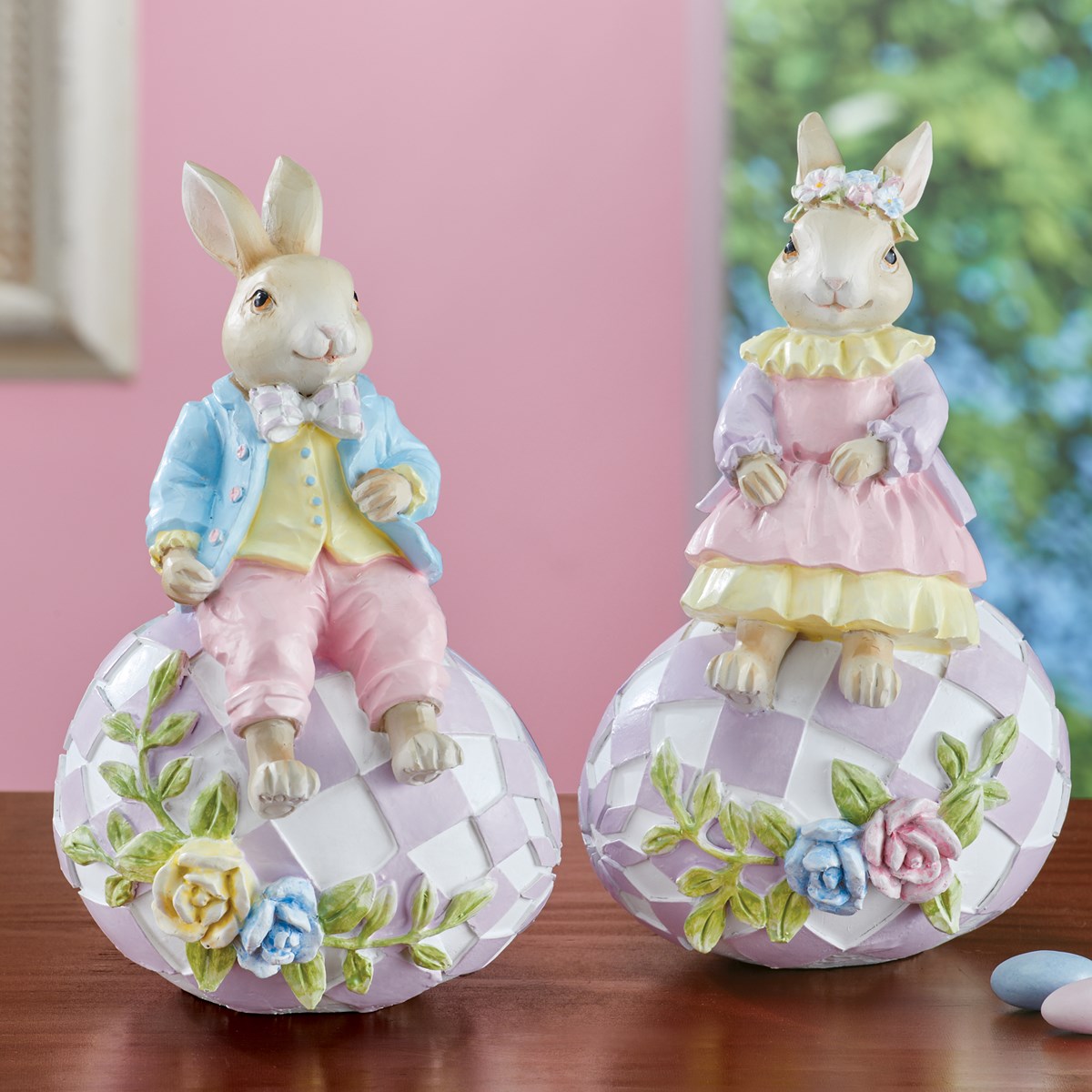 Hand-Painted Easter Bunny Egg Decorations - Set of 2 | Collections Etc.