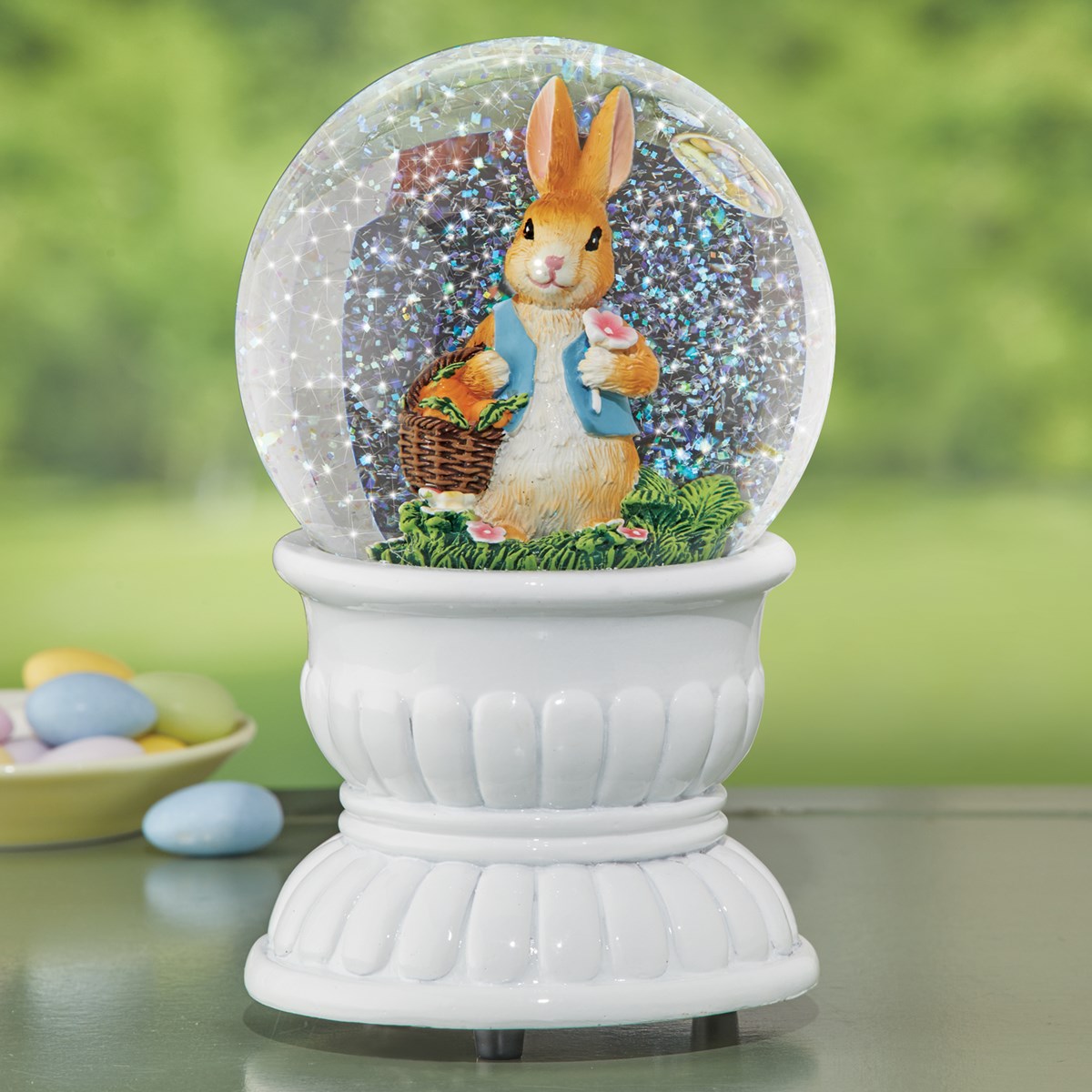 Charming Bunny Musical Snow Globe Decoration | Collections Etc.