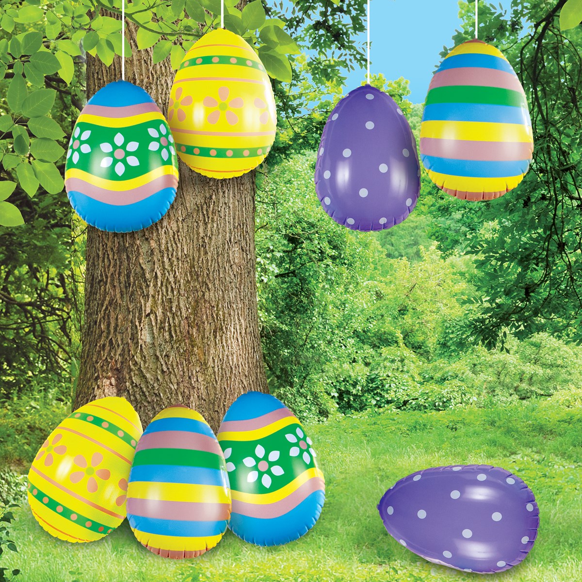 Inflatable Pastel Easter Eggs with Air Pump - Set of 8 | Collections Etc.