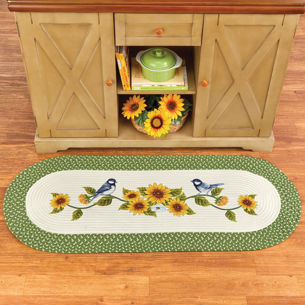 Charming Sunflower Birds Braided Accent Rug | Collections Etc.