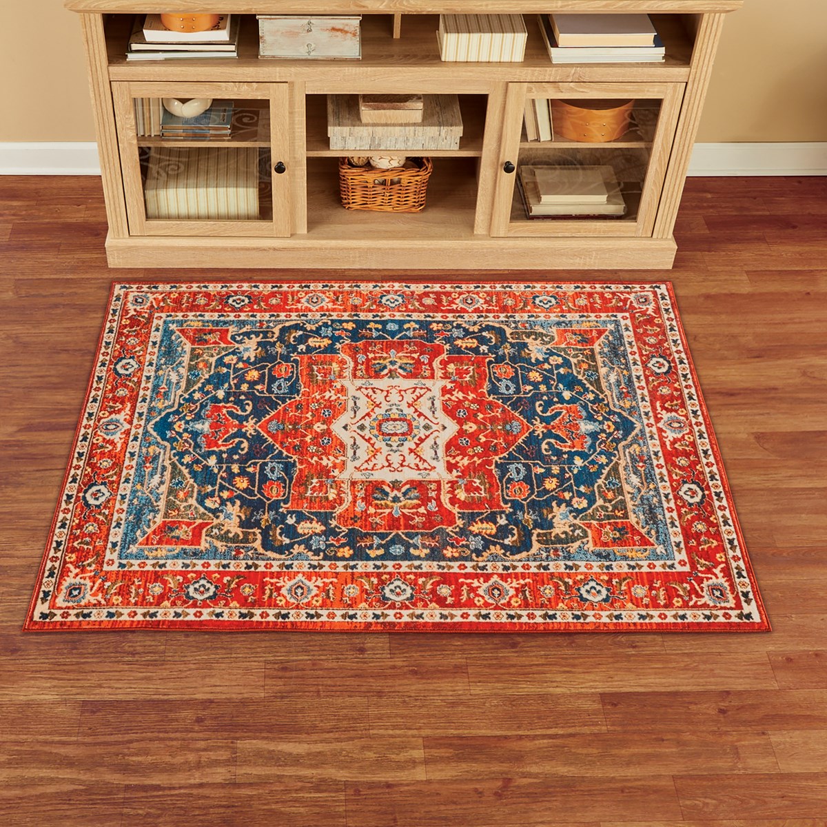 Floral Traditional Medallion Skid-Resistant Accent Rug | Collections Etc.