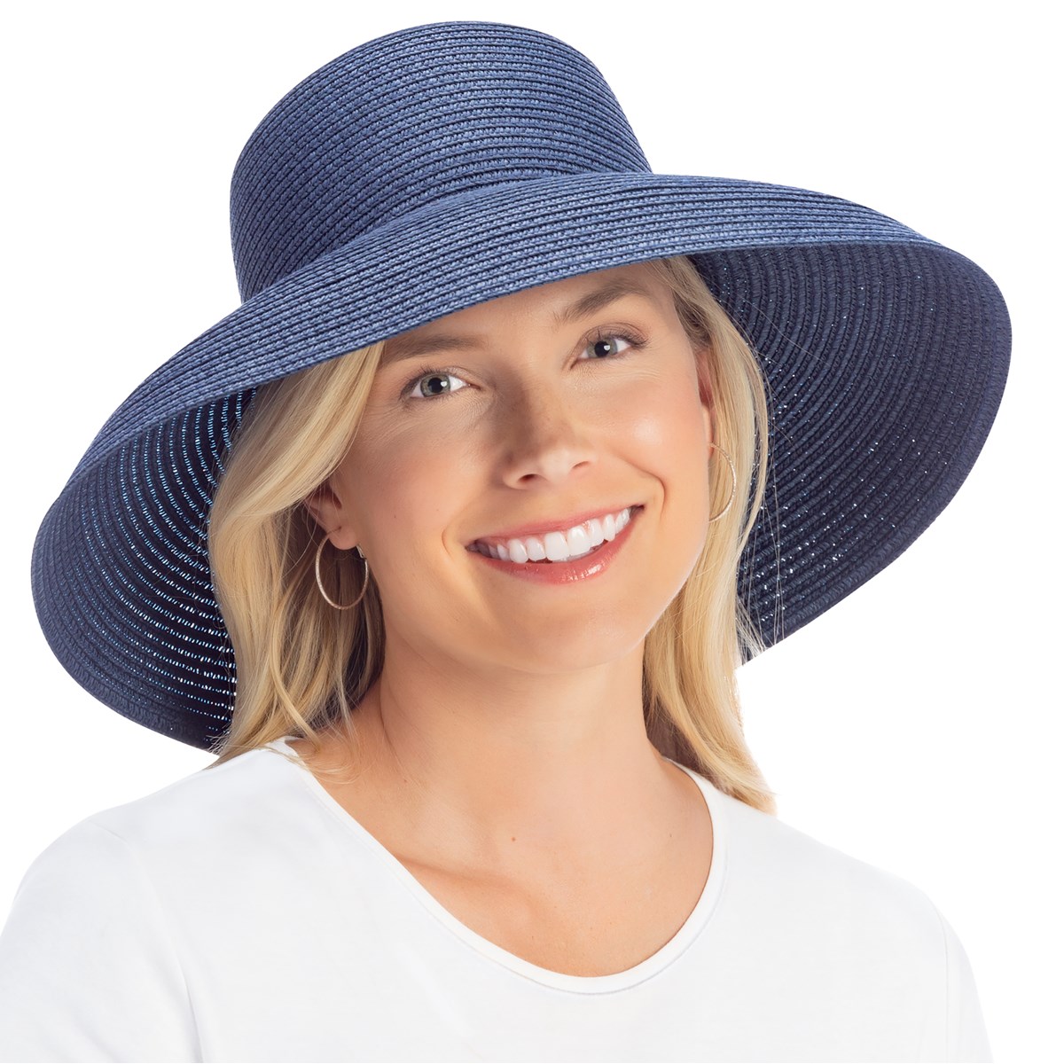 Packable Curved Wide Brim Sun Hat with Adjustable Interior Ribbon ...