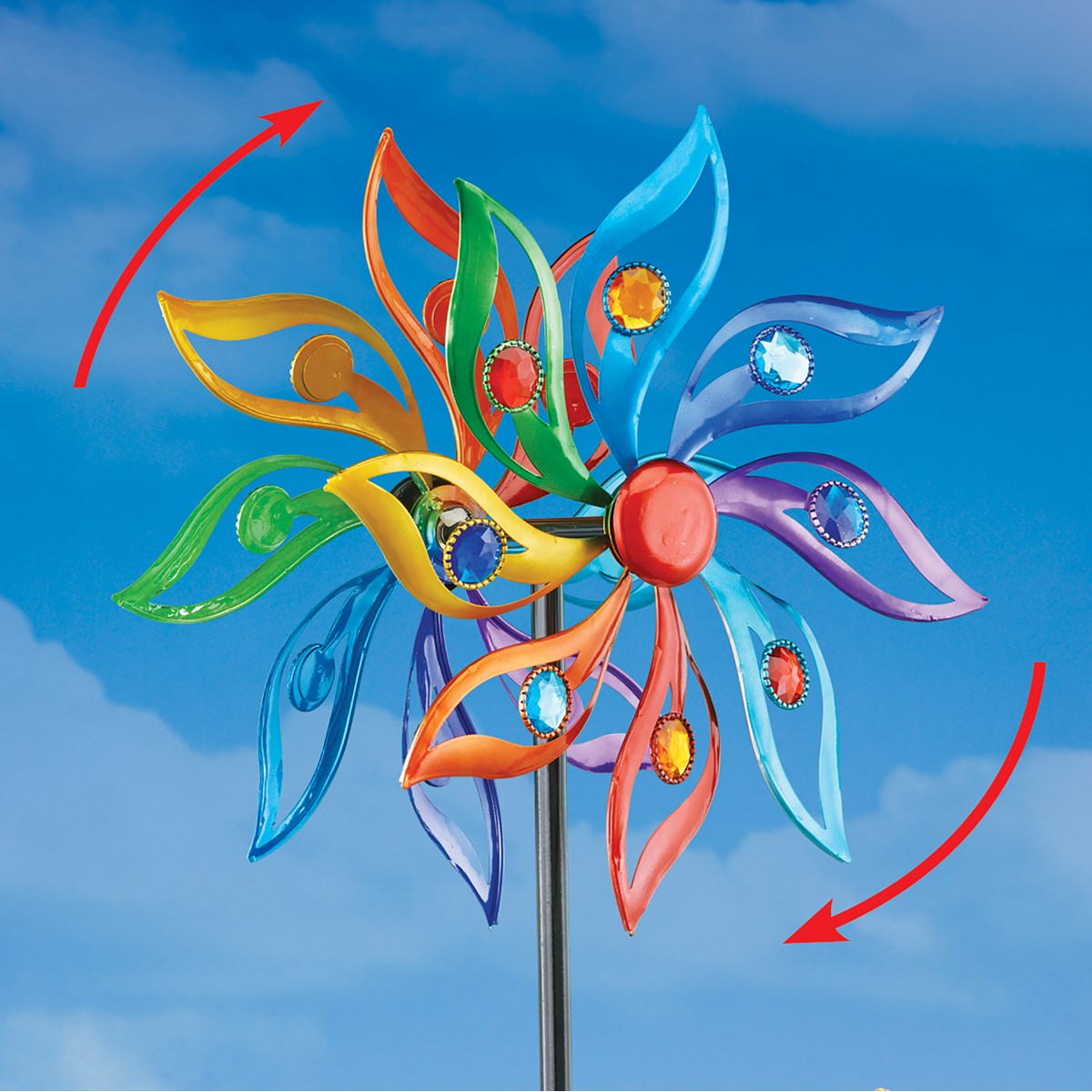 Colorful Spectrum Double Wind Spinner Outdoor Garden Stake ...