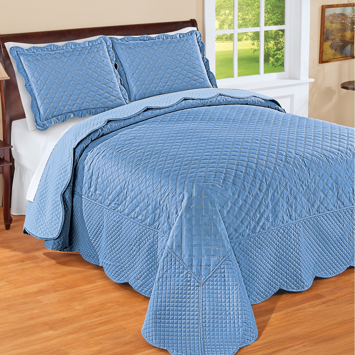 Camille Reversible Diamond Textured Quilted Bedspread | Collections Etc.