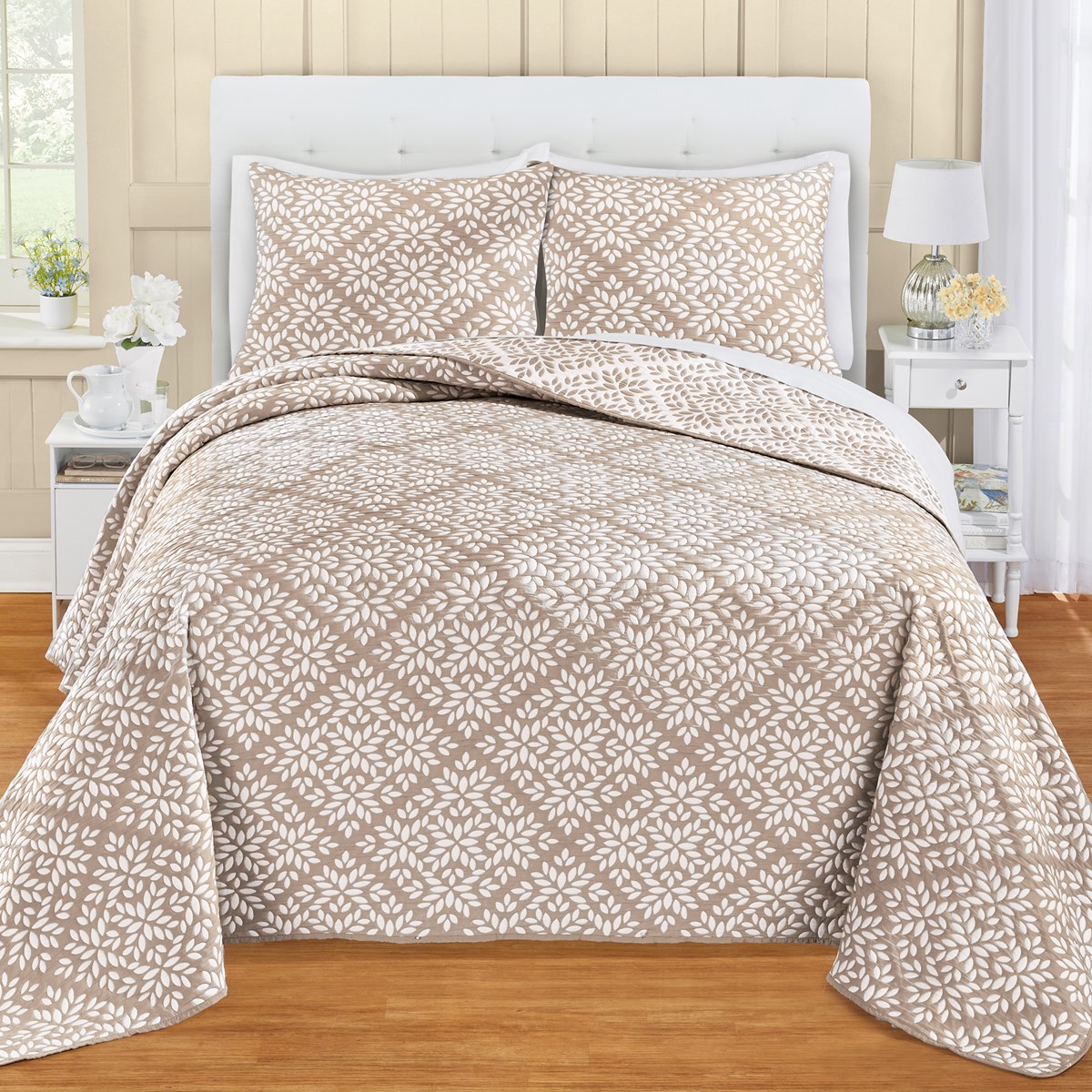 Reversible Textured Woven Jacquard Pattern Bedspread | Collections Etc.