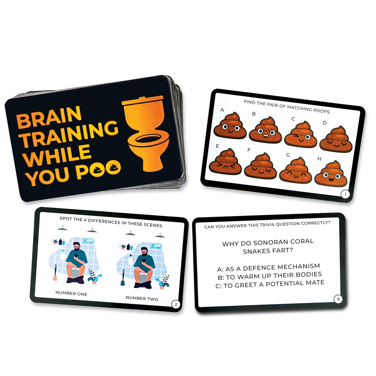 Brain Training While You Poo 100-Piece Card Set | Collections Etc.