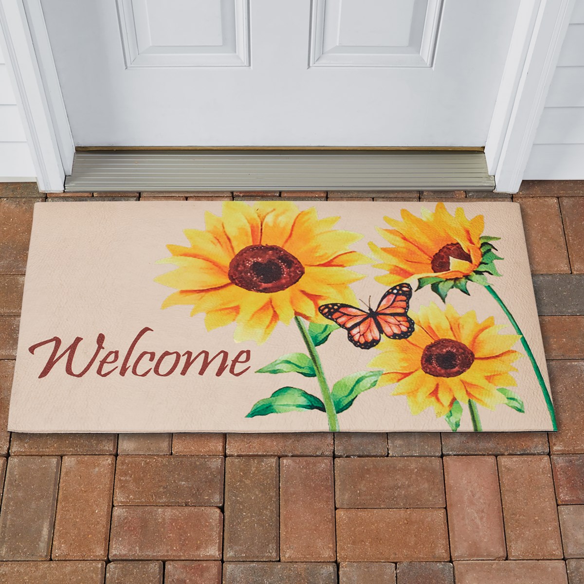 Sunflower Welcome Coco Skid-Resistant Door Mat | Collections Etc.