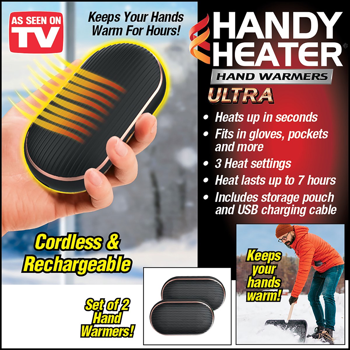 Handy Heater Ultra Hand Warmers - Set of 2 | Collections Etc.