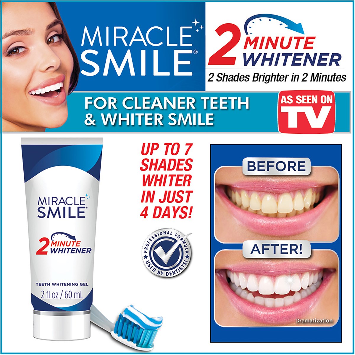 Miracle Smile 2 Minute Whiteners, 2 oz. | Collections Etc.