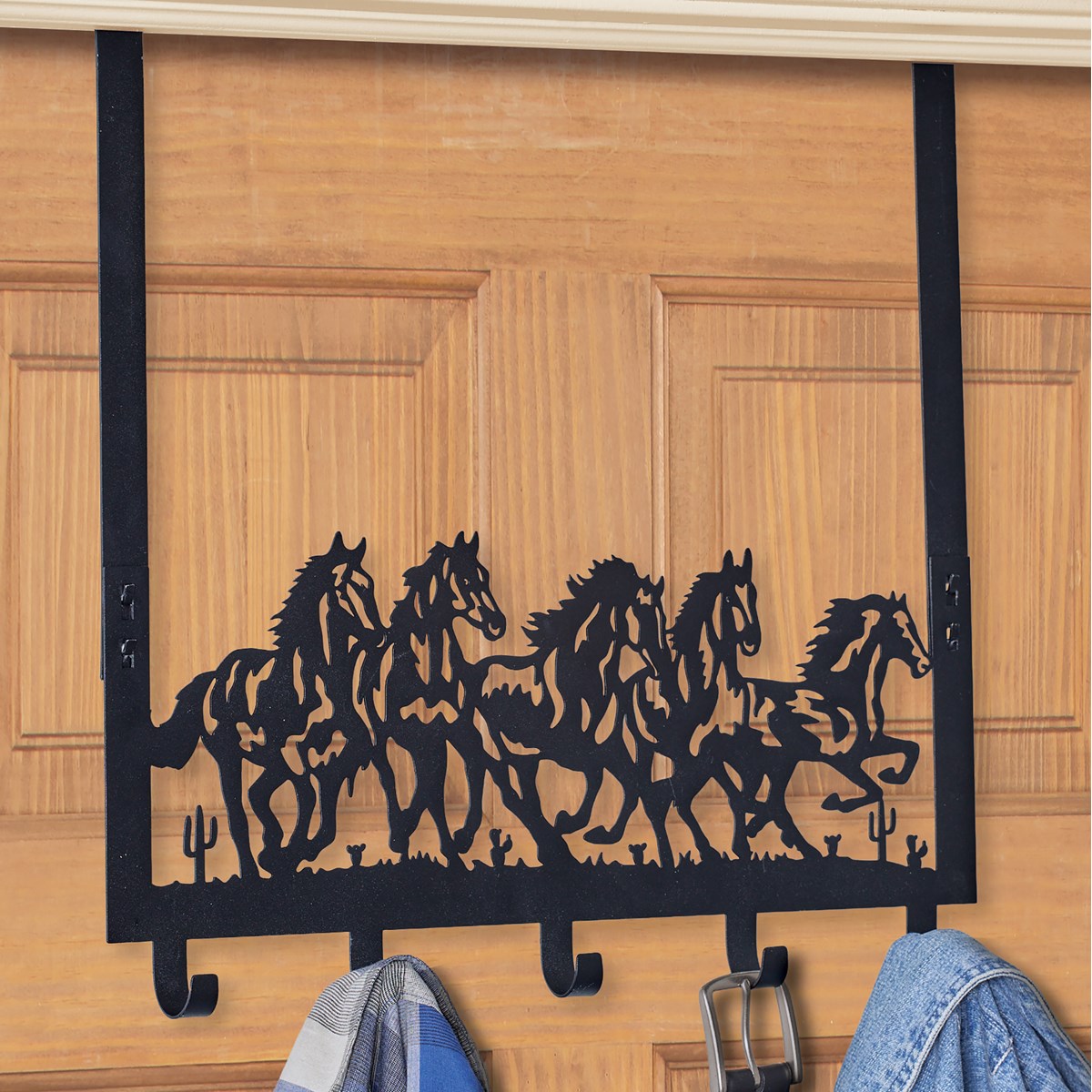 Horses Over-the-Door Metal Hanger with 5 Hooks | Collections Etc.
