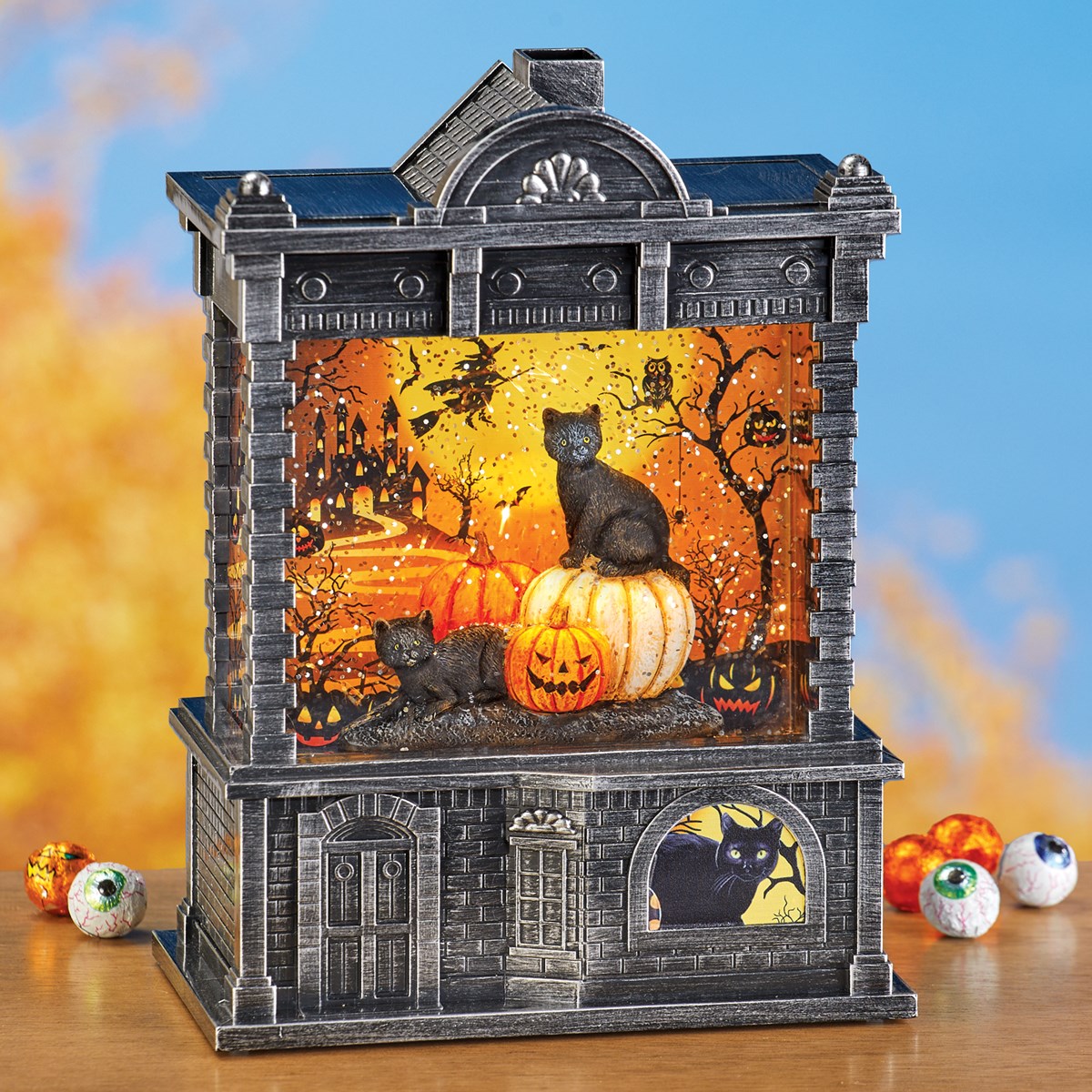LED Lighted Black Cats Halloween Tabletop Decoration | Collections Etc.