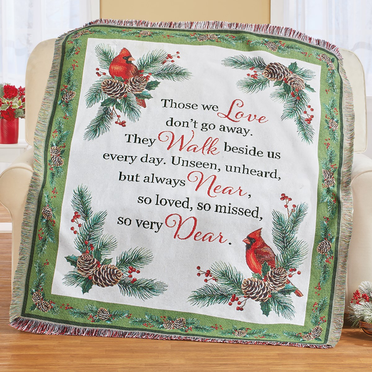 Heartwarming Those We Love Cardinal Tapestry Throw | Collections Etc.