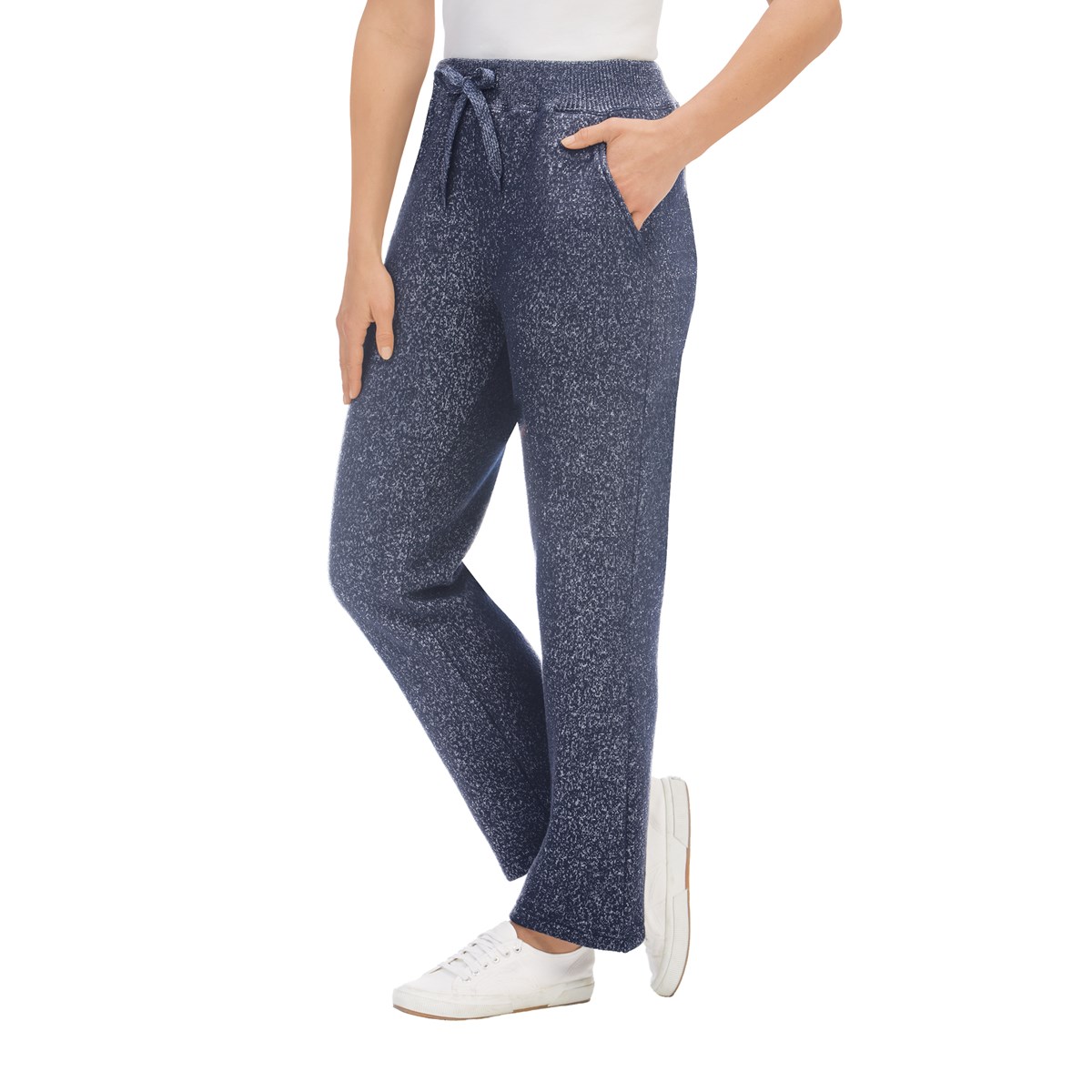 Cozy Heathered Knit Pull-On Drawstring Pants | Collections Etc.