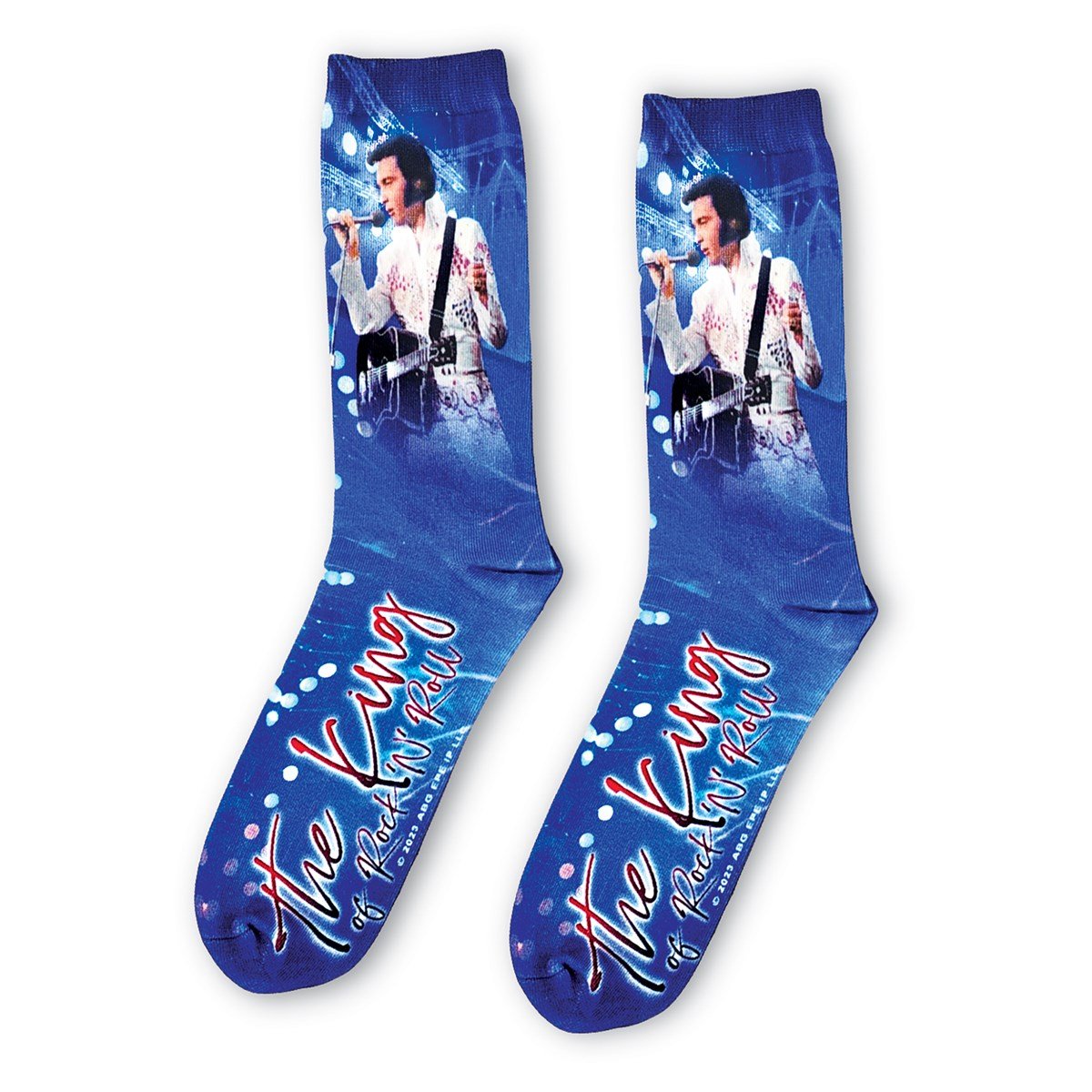 Elvis Presley The King of Rock n' Roll Blue Crew Socks | Collections Etc.