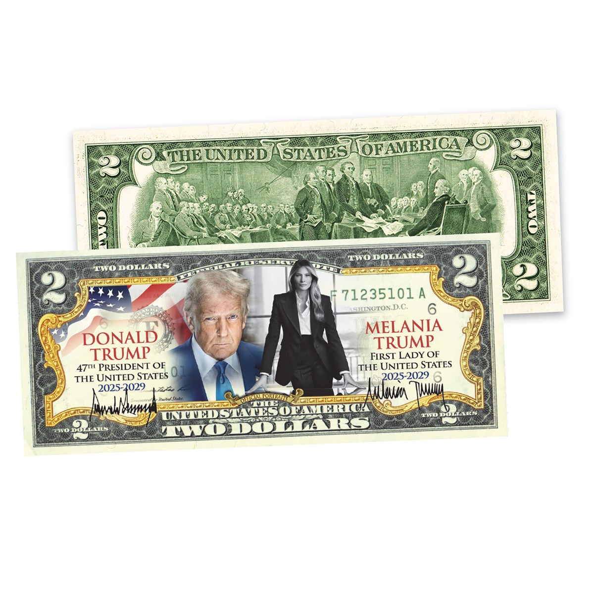 Donald and Melania Trump Collectible $2 Bill with Display Portfolio ...