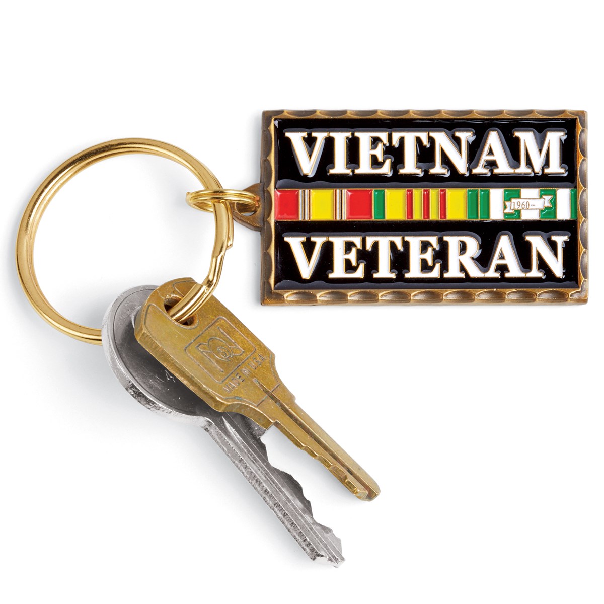 Vietnam Veteran Gold-Tone Engraved Keychain | Collections Etc.