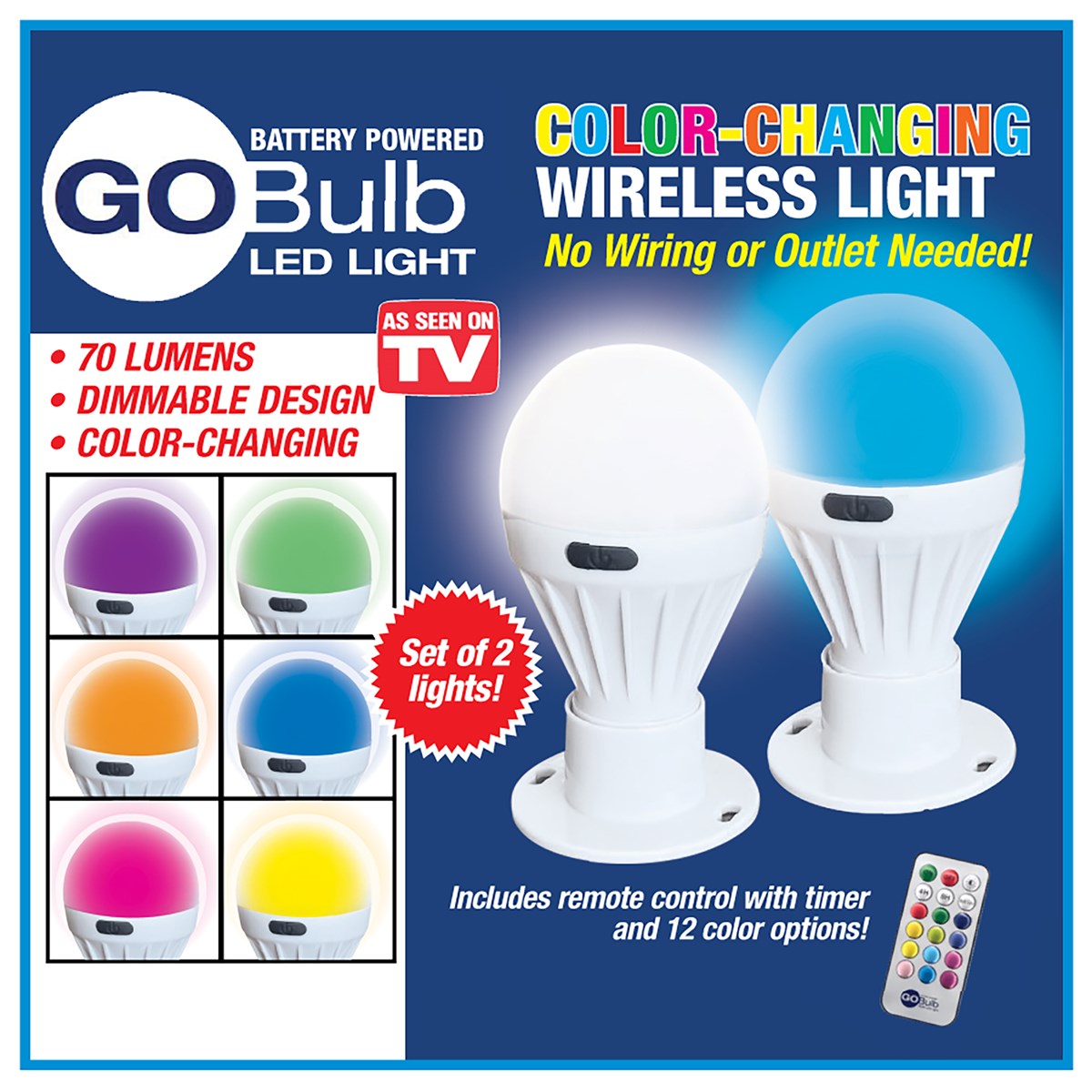 GO Bulb Color-Changing LED Light with Remote - Set of 2 | Collections Etc.
