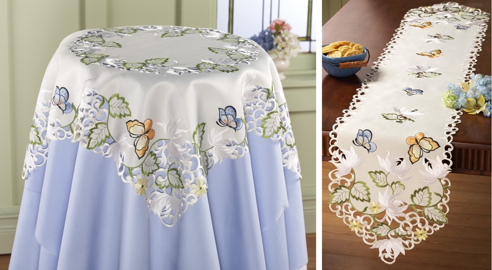 Butterfly Embroidered Table Linens | Collections Etc.