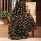 Striped Design Polyester Faux Fur Throw Blanket | Collections Etc.