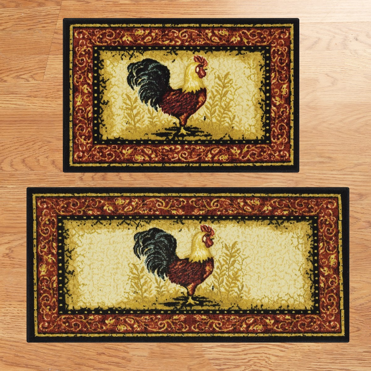 Charming Country Rooster Accent Rugs - Set of 2 | Collections Etc.